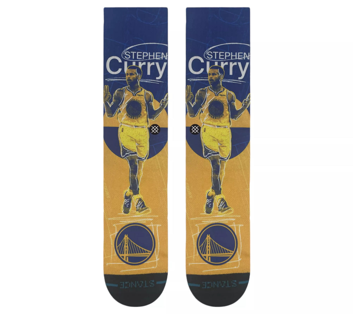 Stephen Curry Golden State Warriors Pasted Stance NBA Socks ...