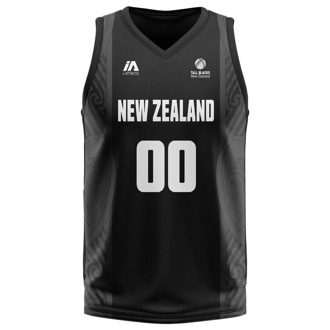 New Zealand Tall Blacks #00 National Black Official Mens Jersey ...