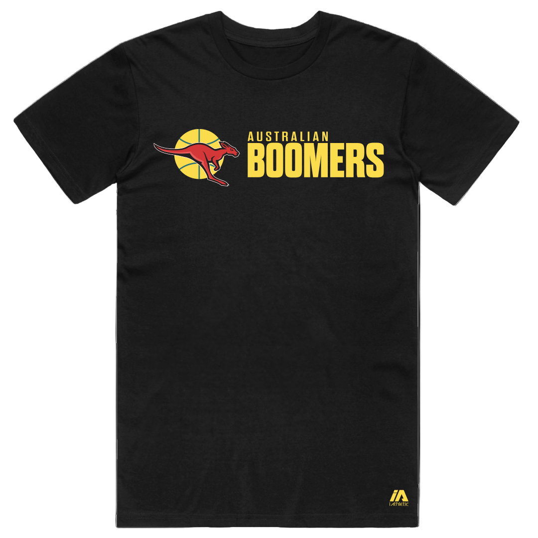 Australian Boomers 'New Look' Logo Casual Cotton Black T-Shirt ...
